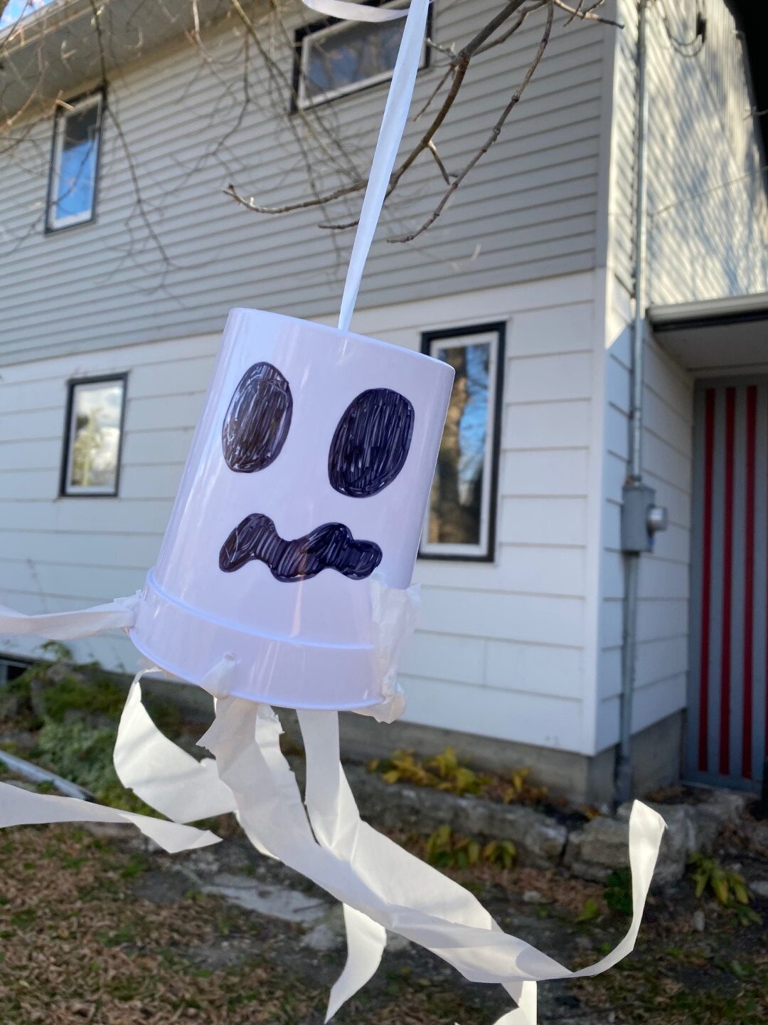 Outdoor Hanging Ghost Craft for Kids